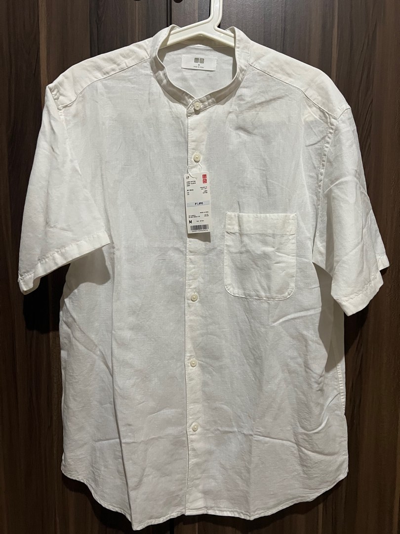 Uniqlo White Linen Polo, Men's Fashion, Tops & Sets, Tshirts & Polo ...