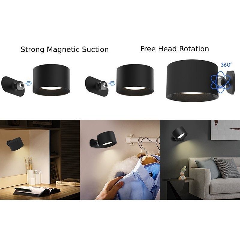 USB Rechargeable LED Wall Light Touch Control Cordless Wall Mounted ...
