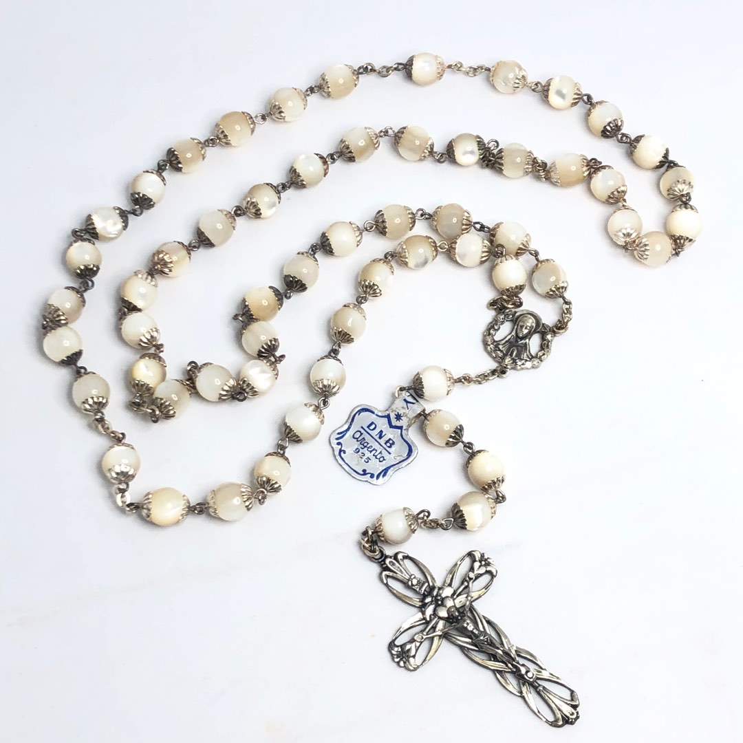 Vintage DNB Rosary 925 Argento Silver Rosary, Women's Fashion, Watches ...