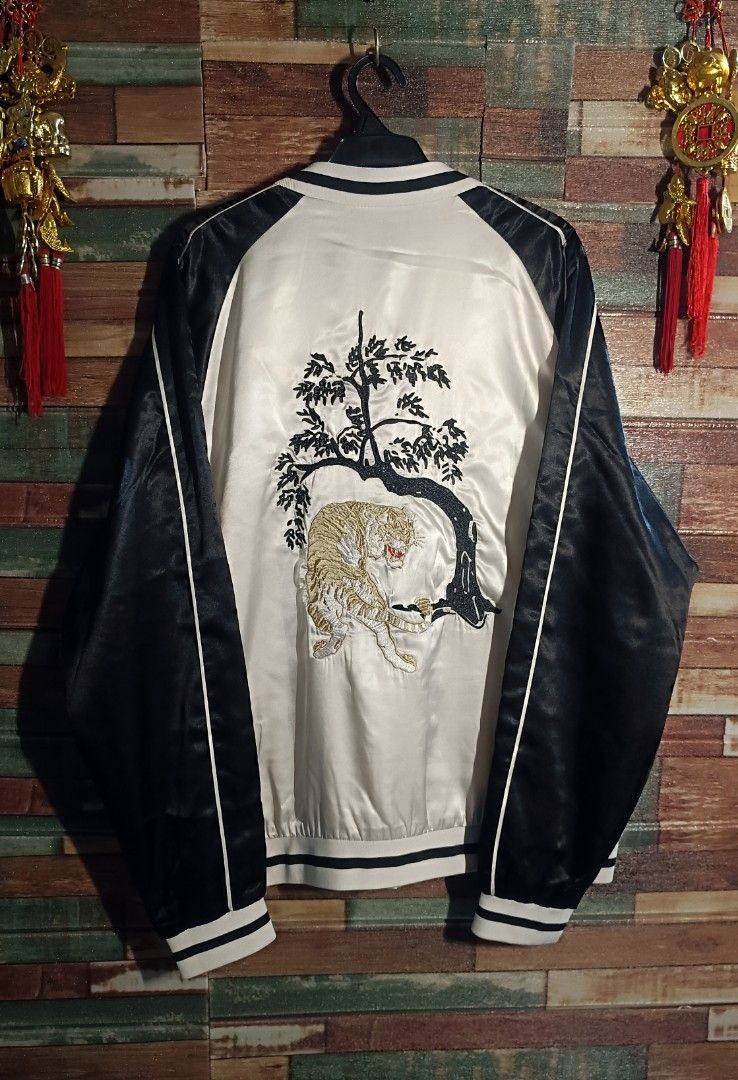 Vintage Japanese Heavy Embroidery Tiger Sukujan Jacket, Men's Fashion ...