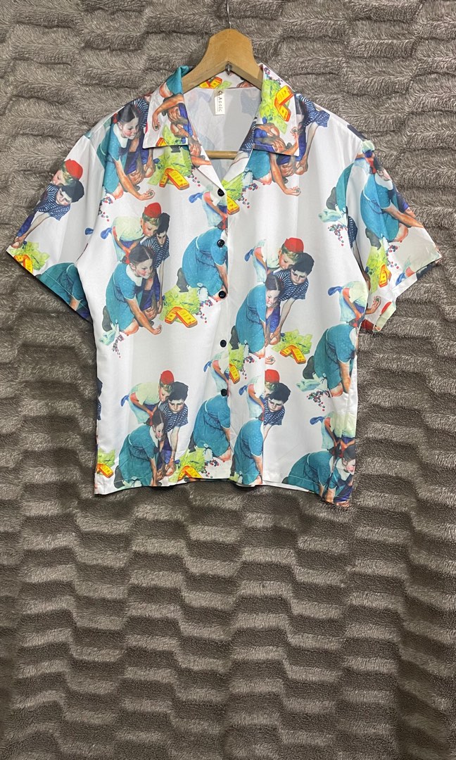 Vintage print gumbling kids buttom down polo shirt, Men's Fashion, Tops ...