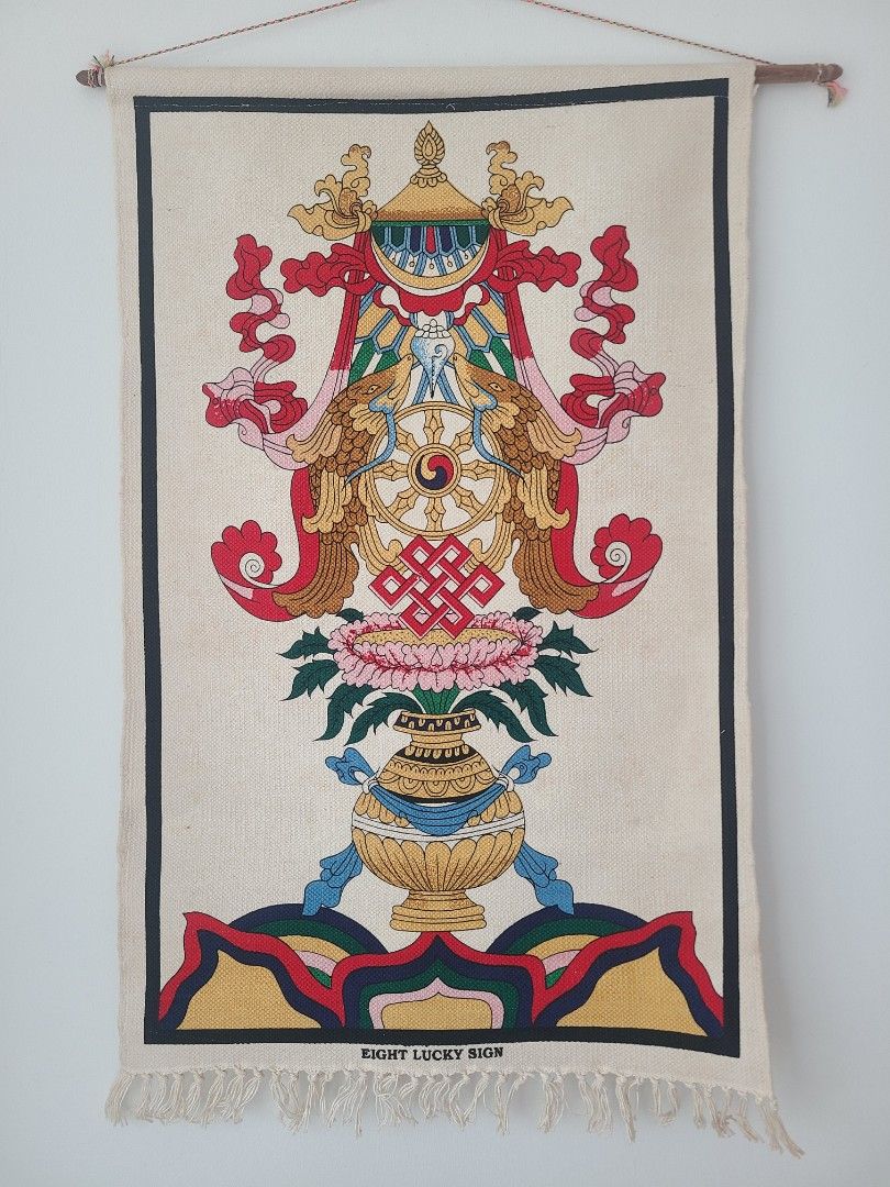 Vintage Tibetan Eight Lucky Signs Wall Art- Set of 2, Hobbies & Toys ...