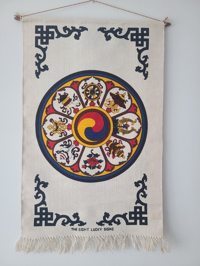 Vintage Tibetan Eight Lucky Signs Wall Art- Set of 2, Hobbies & Toys ...