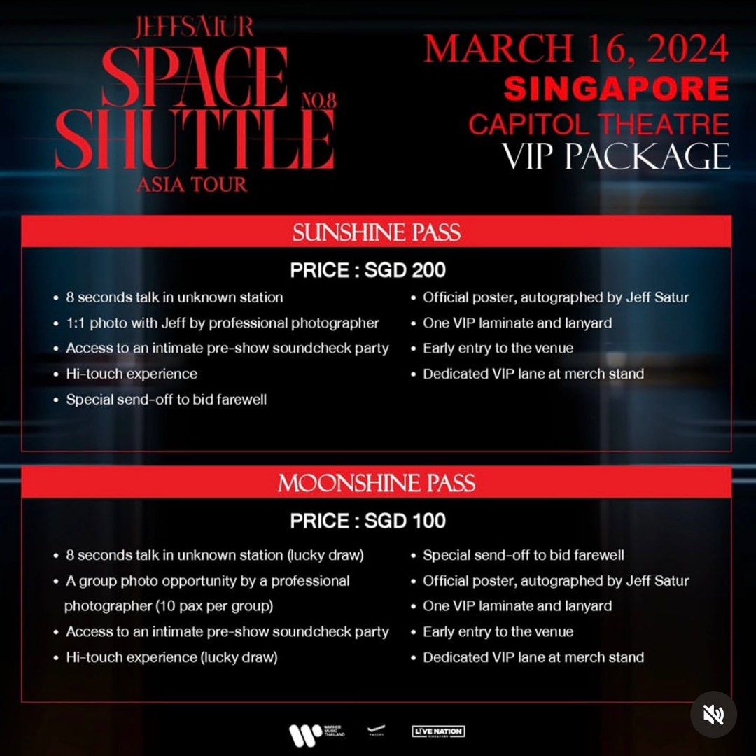 [WTS] CAT 2 + SUNSHINE PASS, JEFF SATUR SPACE SHUTTLE NO.8 ASIA TOUR IN ...