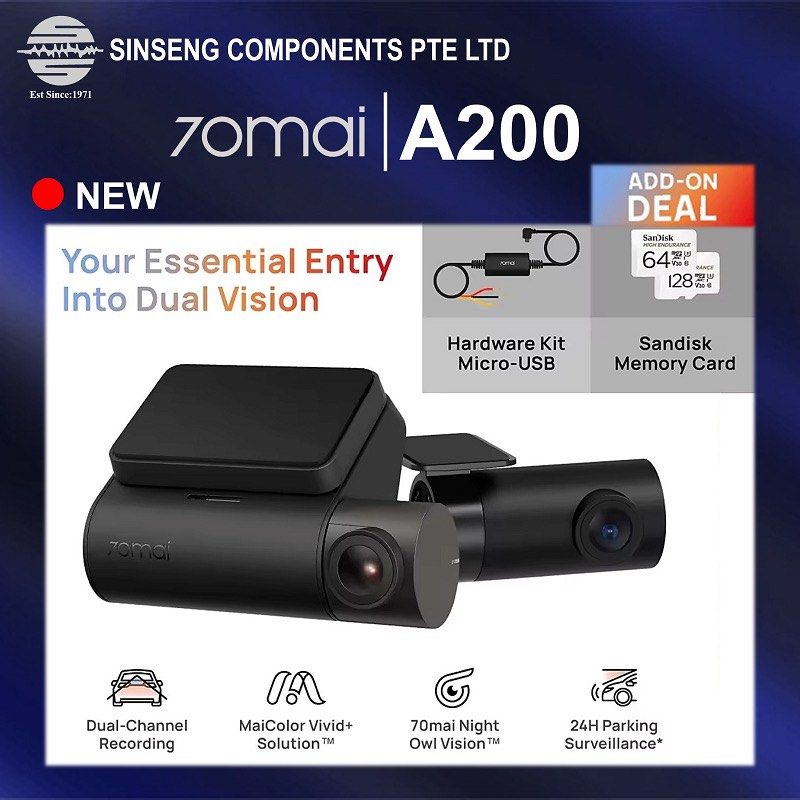 Xiaomi 70mai A200 Dashcam | Dual Channel | Dual-Lens Front and Back Car ...