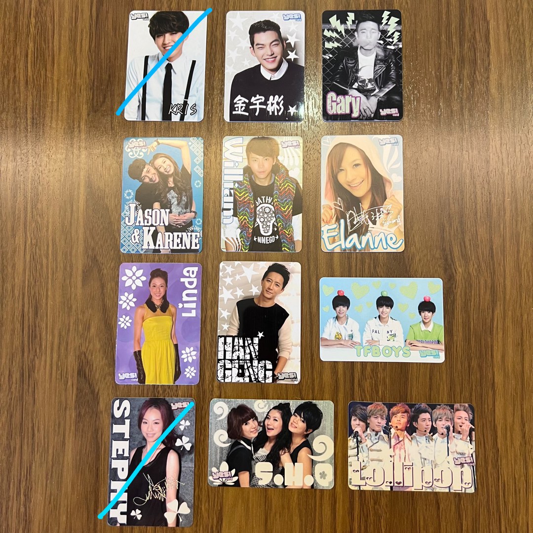 Yes card yescard 香港明星 台灣明星 韓星 絕版 夜光卡 膠卡 硬卡 鍾一憲 麥貝夷 陳偉霆 江若琳 鍾嘉欣 韓庚 鄧麗欣 SHE 田馥甄 棒棒堂 王子 敖犬 TFBOYS 王 ...