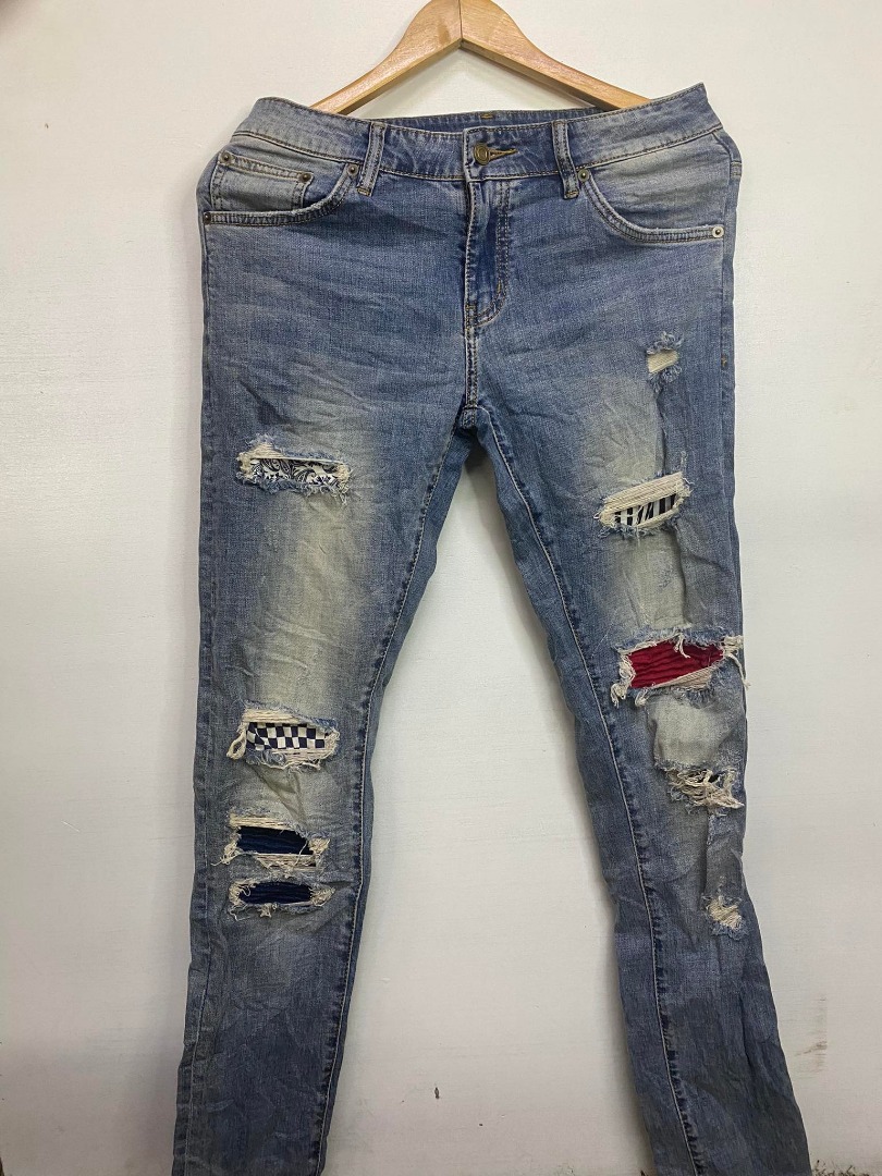 YSL US DRIP SKINNY RIPPED JEANS, Men's Fashion, Bottoms, Jeans on Carousell