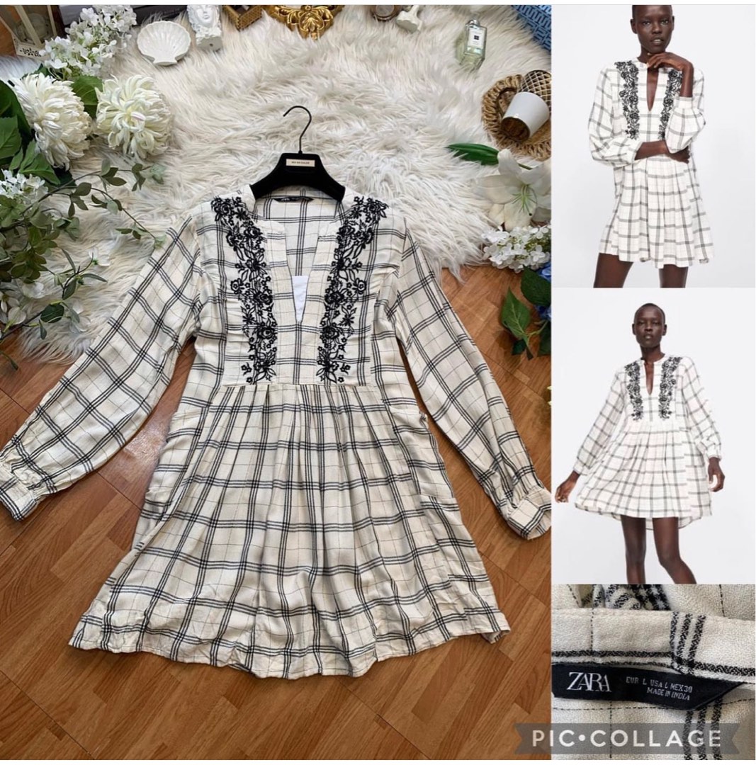 Zara linen embroidered dress, Women's Fashion, Dresses & Sets, Dresses ...