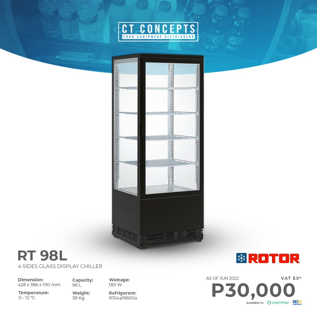 4 SIDES GLASS DISPLAY CHILLER RT-98L, TV & Home Appliances, Kitchen Appliances, Refrigerators ...