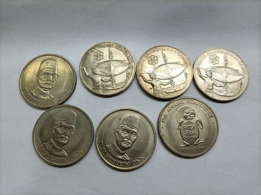 7 Malaysia satu ringgit coins 1977 1985 1986, Hobbies & Toys ...