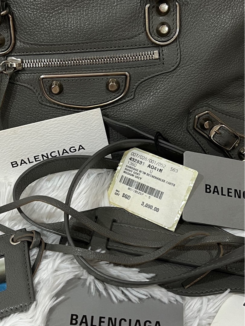 Balenciga City Grey Shiny Goat, Luxury, Bags & Wallets on Carousell