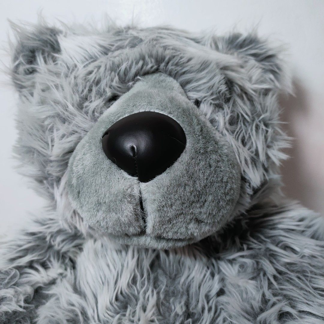 Big Gray Furry Bear Plushie, Hobbies & Toys, Toys & Games on Carousell