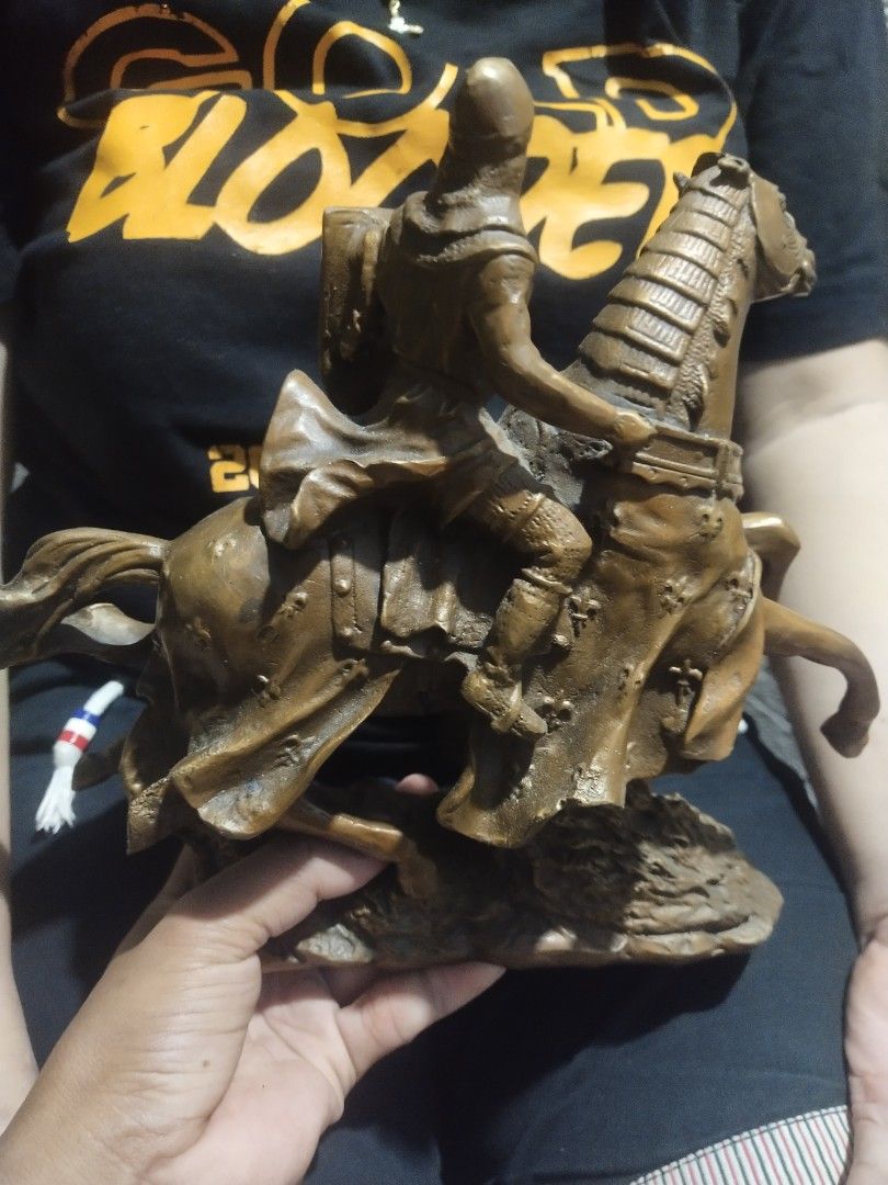 Brass medieval templar knight horse back riding statue display, Hobbies ...