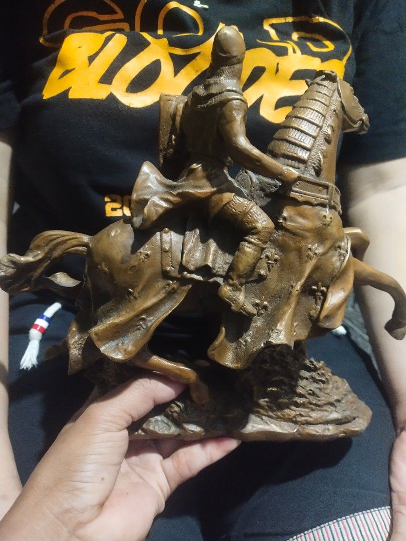 Brass medieval templar knight horse back riding statue display, Hobbies ...