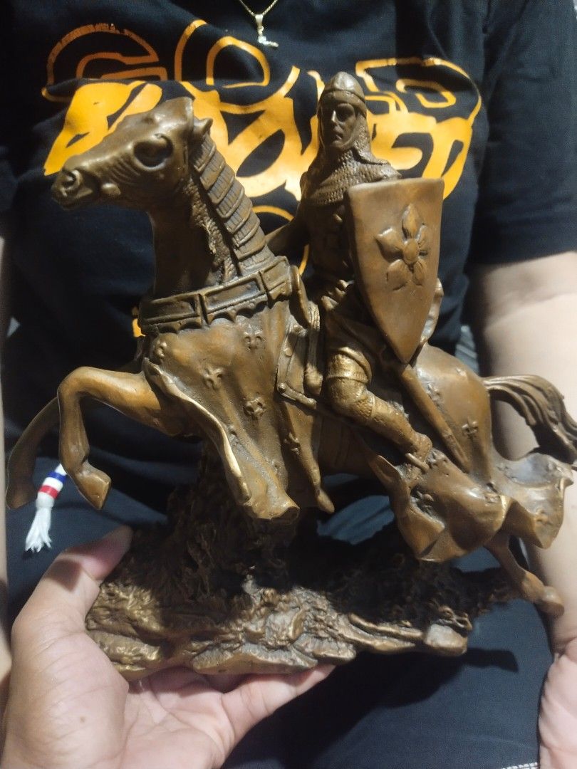 Brass medieval templar knight horse back riding statue display, Hobbies ...