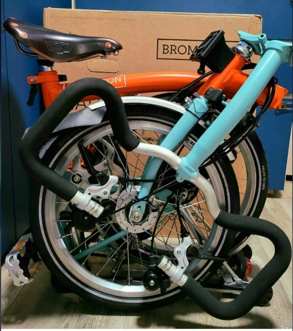 Brompton P6R Original Orange Turkish Green with Dynamo Light, Sports ...
