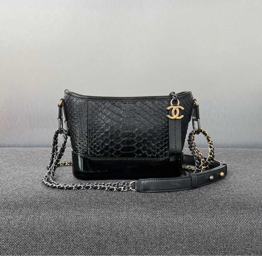 Chanel Gabrielle Small Python / Patent Black, Luxury, Bags & Wallets on ...
