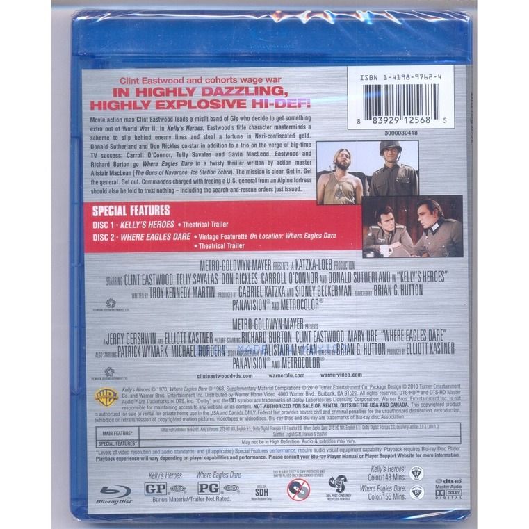 Clint Eastwood Action Double Feature Kelly's Heroes / Where Eagles Dare ...