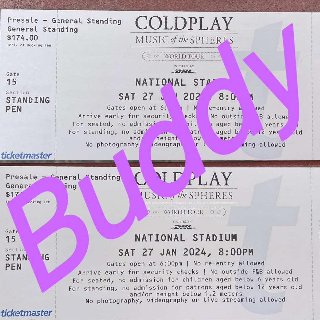 Coldplay 27 Jan general standing physical tickets, Tickets & Vouchers ...