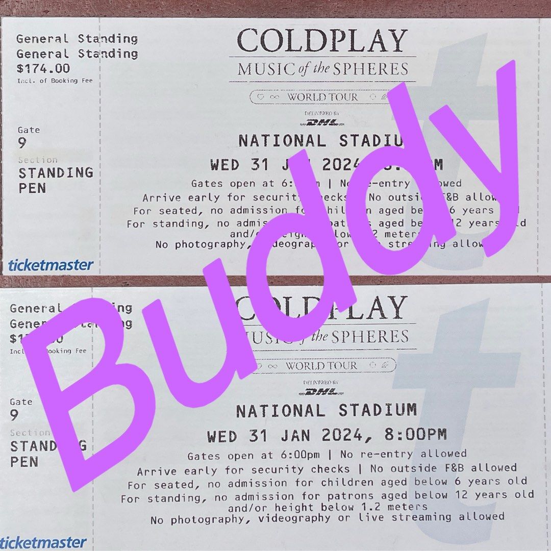Coldplay 31 Jan general standing tickets, Tickets & Vouchers, Event ...