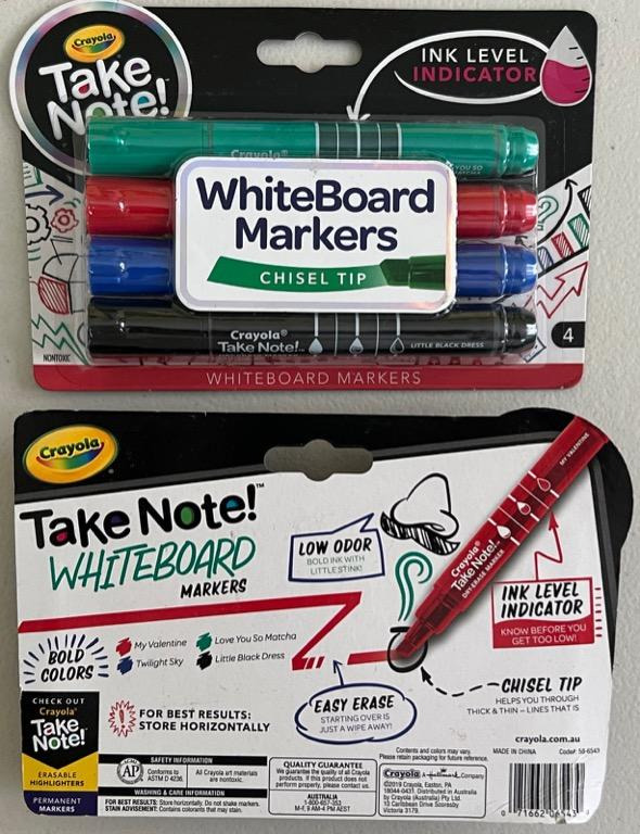 Crayola Take Note Board Line Low Odor Whiteboard Marker, 4 Colors ...