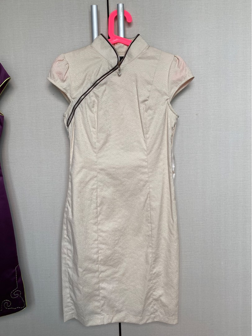 Cream Cheongsam, Women's Fashion, Dresses & Sets, Dresses on Carousell