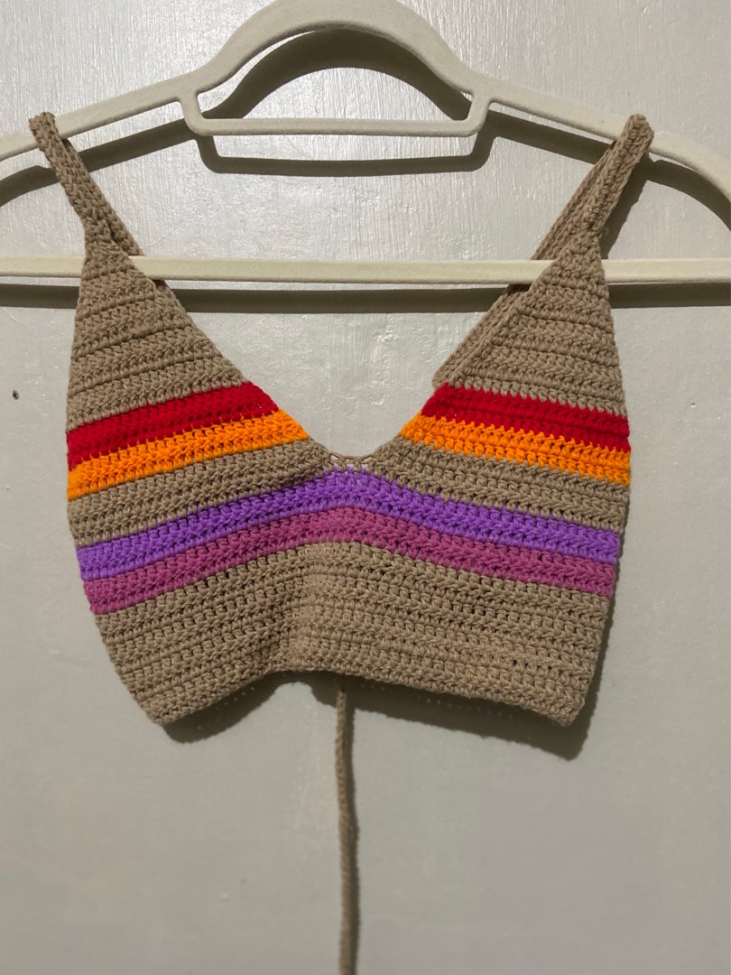 Crochet Lesbian Flag Top, Women's Fashion, Tops, Longsleeves on Carousell