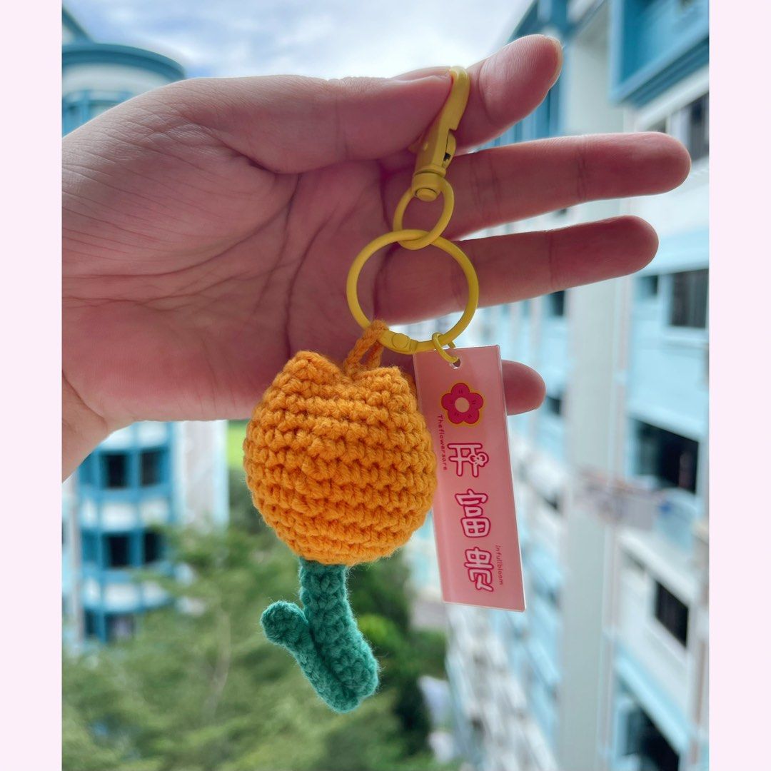 Crochet Tulip keychain, Hobbies & Toys, Stationery & Craft, Handmade ...