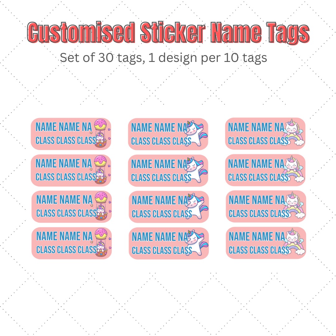 Customised Sticker Name Tags / Labels, Hobbies & Toys, Stationery ...