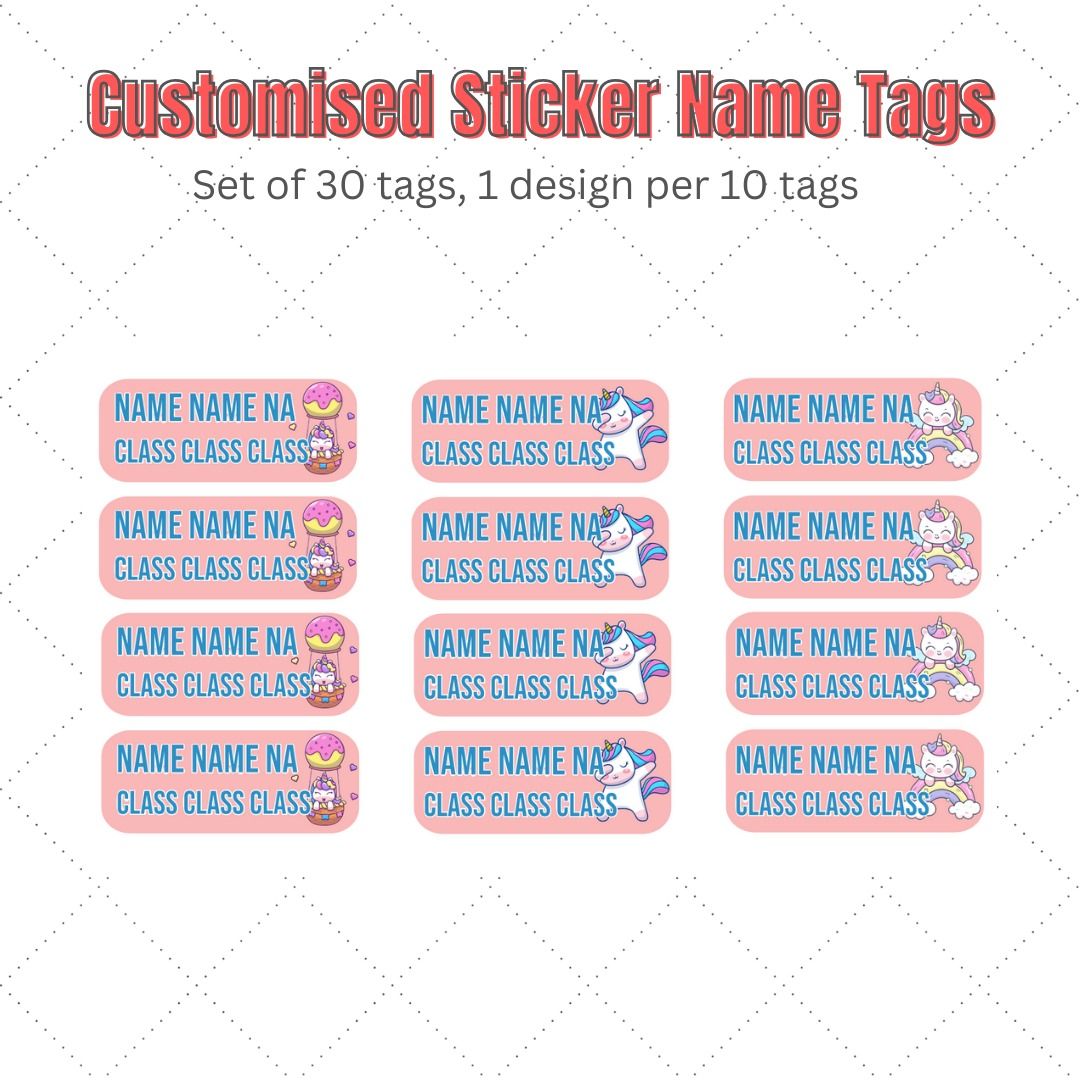Customised Sticker Name Tags / Labels, Hobbies & Toys, Stationery ...