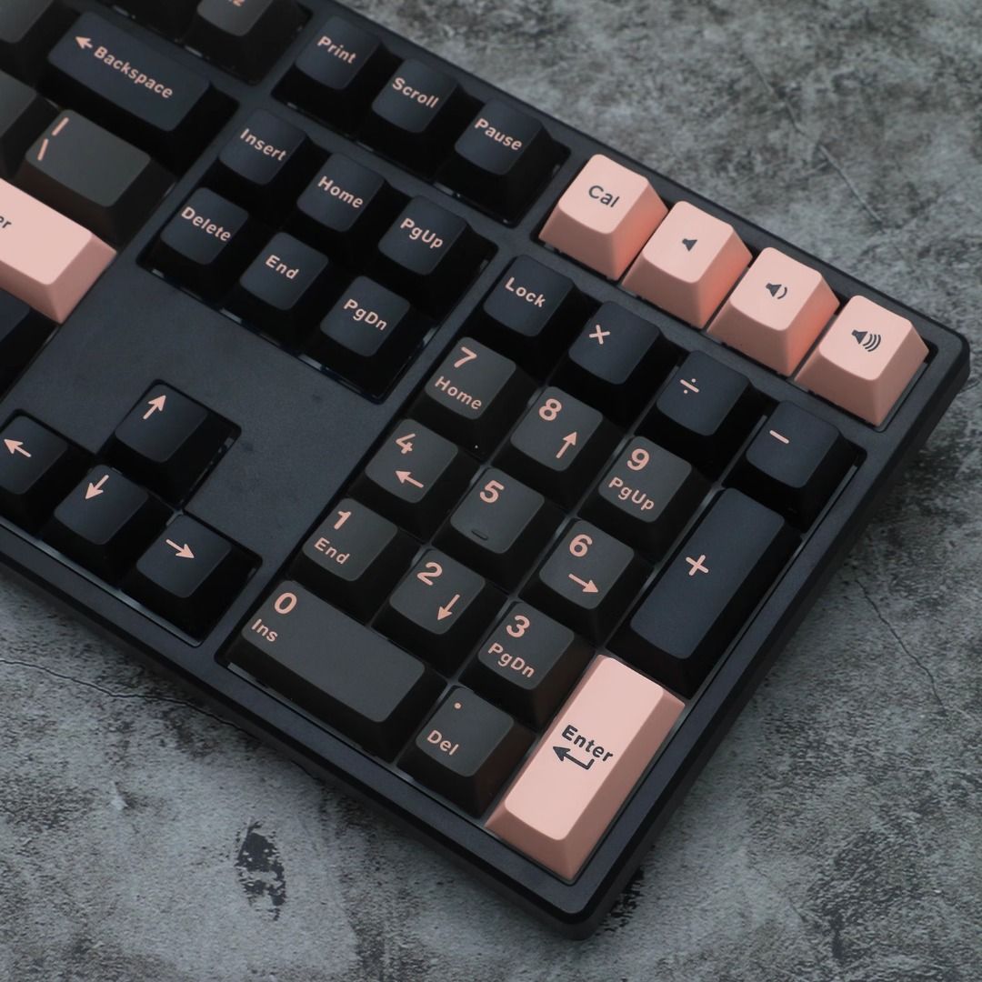 [Sale] dark black/ grey and pink olivia keycap mechanical keyboard GMK ...