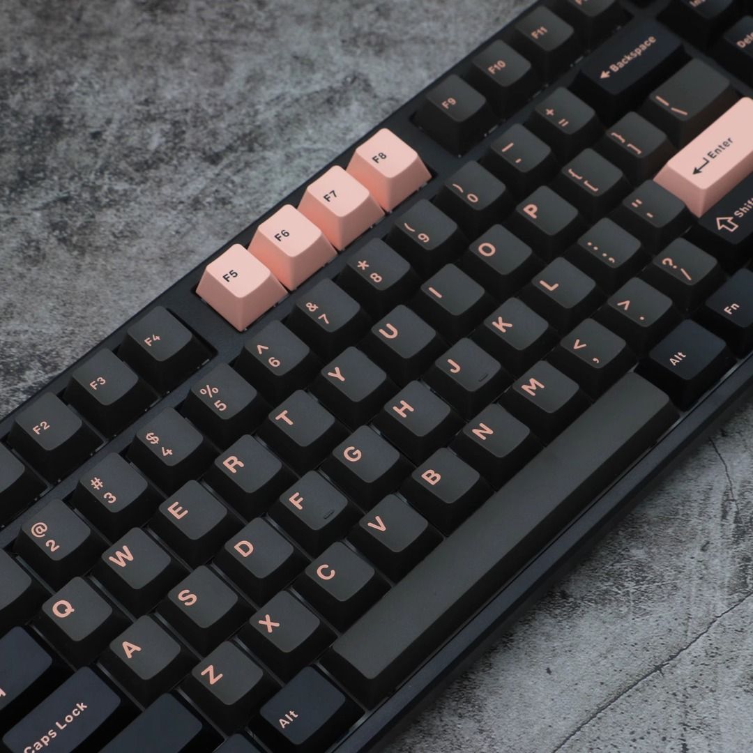[Sale] dark black/ grey and pink olivia keycap mechanical keyboard GMK ...