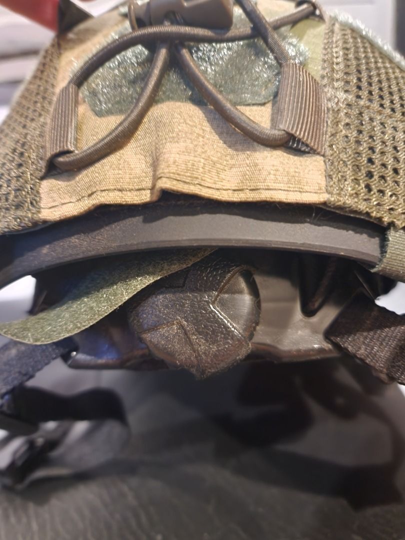 FAST helmet with camo cover and patches, Sports Equipment, Other Sports ...