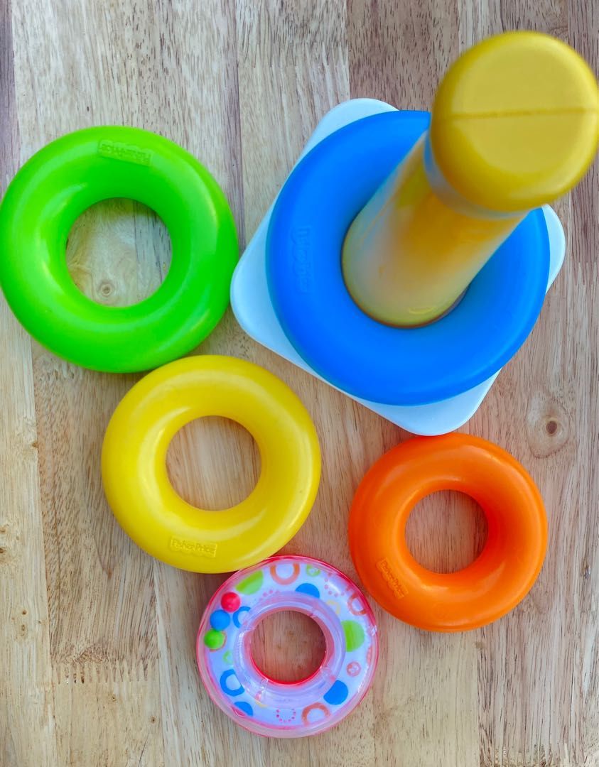 Fisher-Price Baby Stacking Toy Rock-A-Stack, Roly-Poly Base With 5 ...