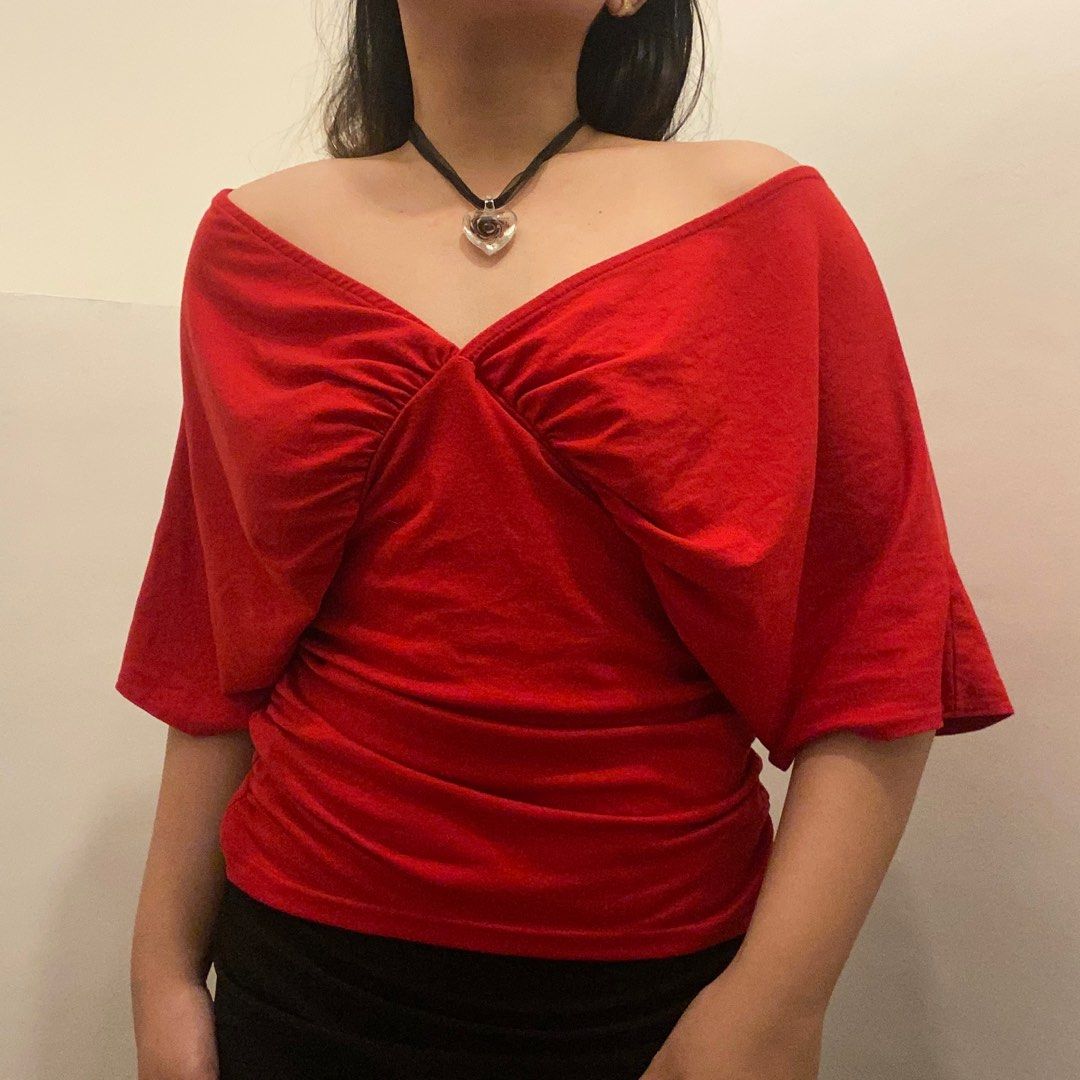HQ Formal Holiday Red Top / Feminine / Tita, Women's Fashion, Tops ...