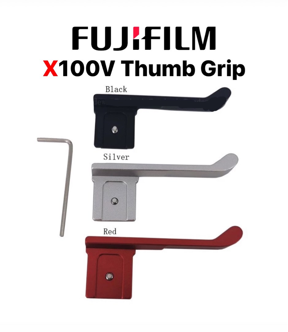 Fujifilm X100V Thumb Grip (Silver/Red/Black), Photography, Photography ...