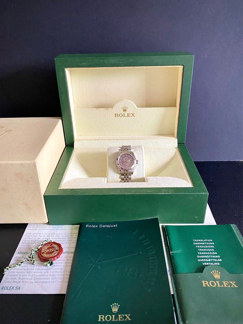 *Full set* Rolex Oyster Perpetual 26mm original dark MOP dial with big ...