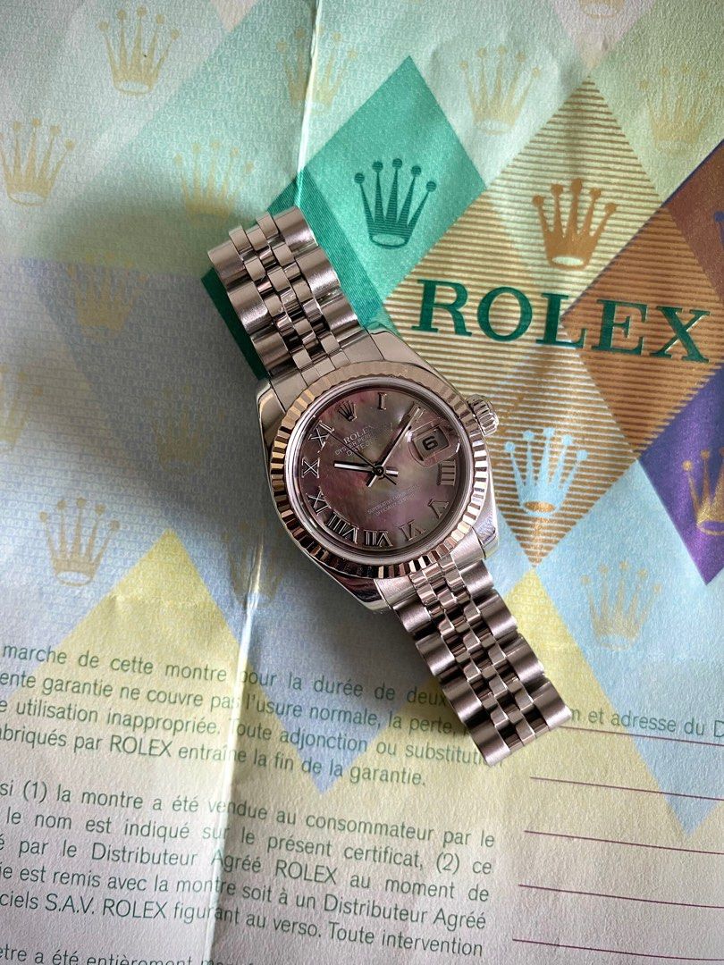 *Full set* Rolex Oyster Perpetual 26mm original dark MOP dial with big ...
