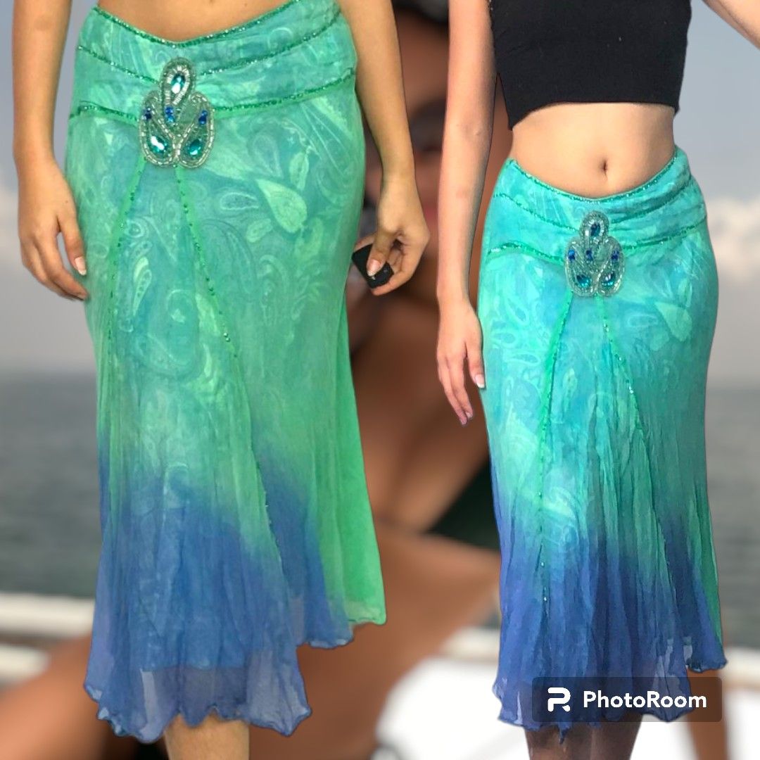 Gradient Paisley Midi Skirt | Y2k Funky Fairycore Mermaidcore Beach ...