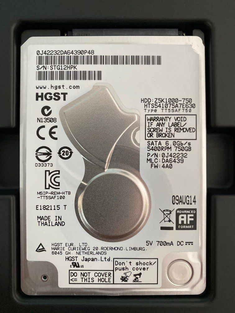 HGST SATA 6.0 5400RPM 750GB, Computers & Tech, Parts & Accessories ...