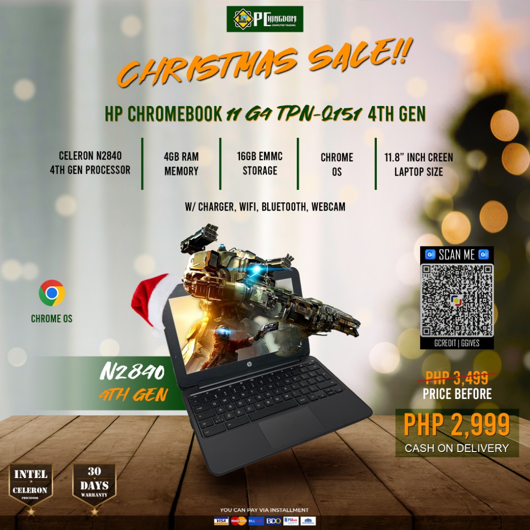 HP CHROMEBOOK N2840 4TH GEN 4GB RAM 16GB EMMC W/ CHARGER,WIFI,BLUETOOTH ...