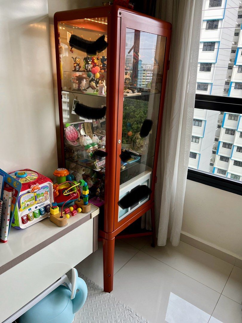 Glass display cabinet - IKEA Fabrikor - Brown Display Cabinet ...