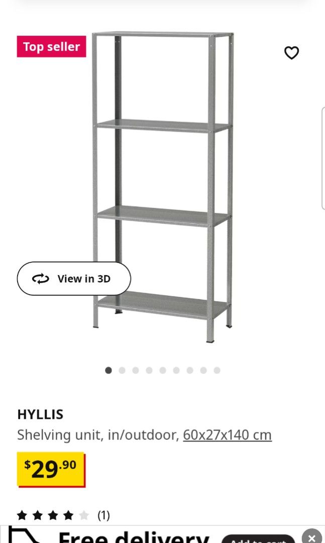 Ikea HYLLIS 4 tier rack shelving unit, Furniture & Home Living ...