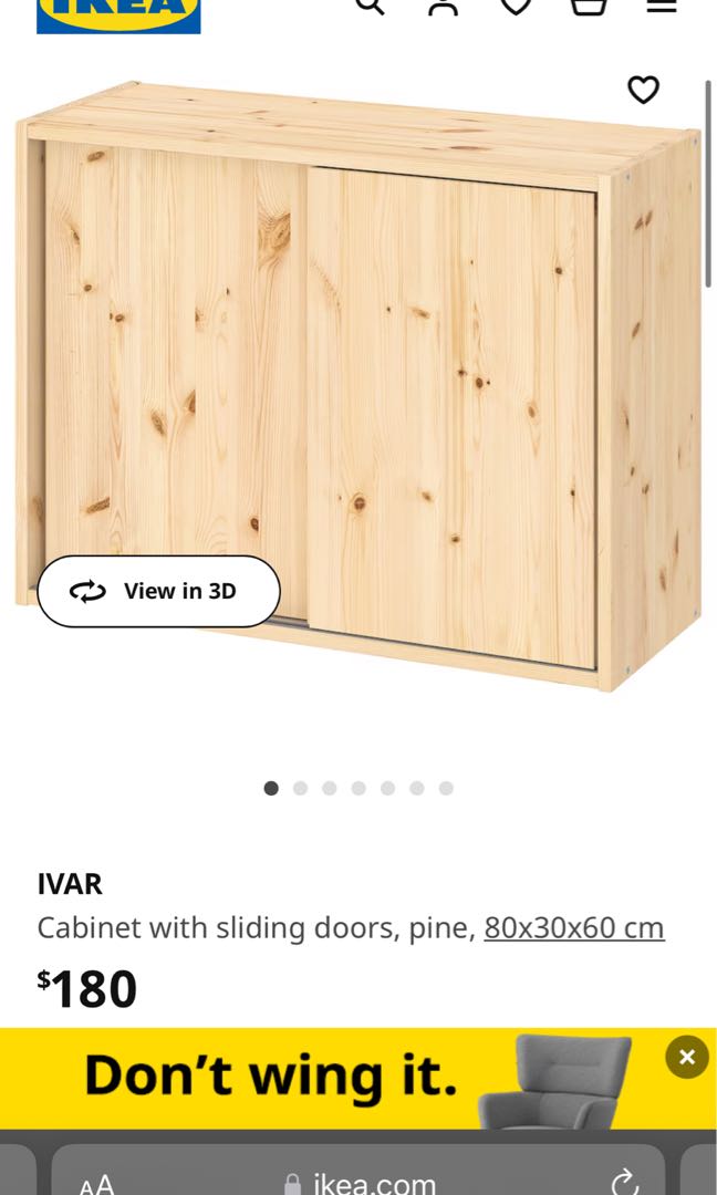 IKEA IVAR cabinet sliding door, Furniture & Home Living, Furniture ...