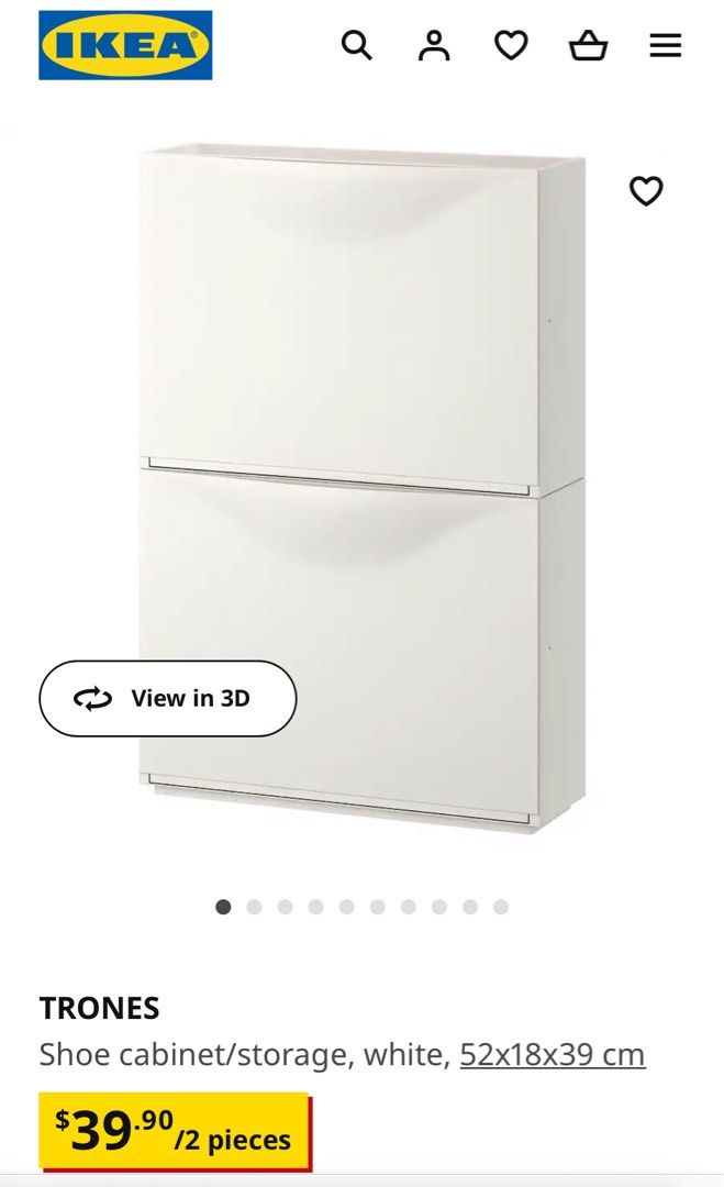 IKEA TRONES Shoe Cabinet Storage Box White, Furniture & Home Living ...