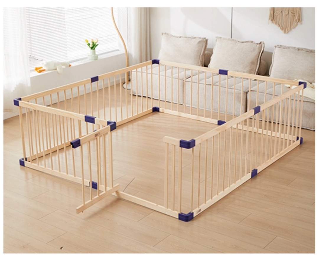 JollyBaby Solid wood indoor playpen for toddlers, 8 panels, with Door ...