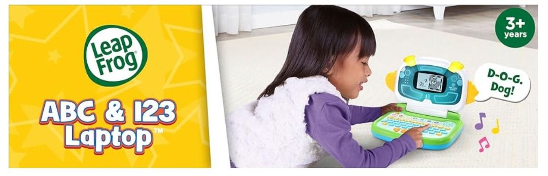 LeapFrog ABC and 123 Laptop, Green Clic the ABC 123 Character Robot ...