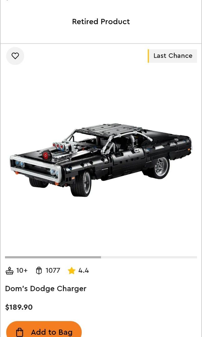 Lego Dom's dodge charger, Hobbies & Toys, Toys & Games on Carousell