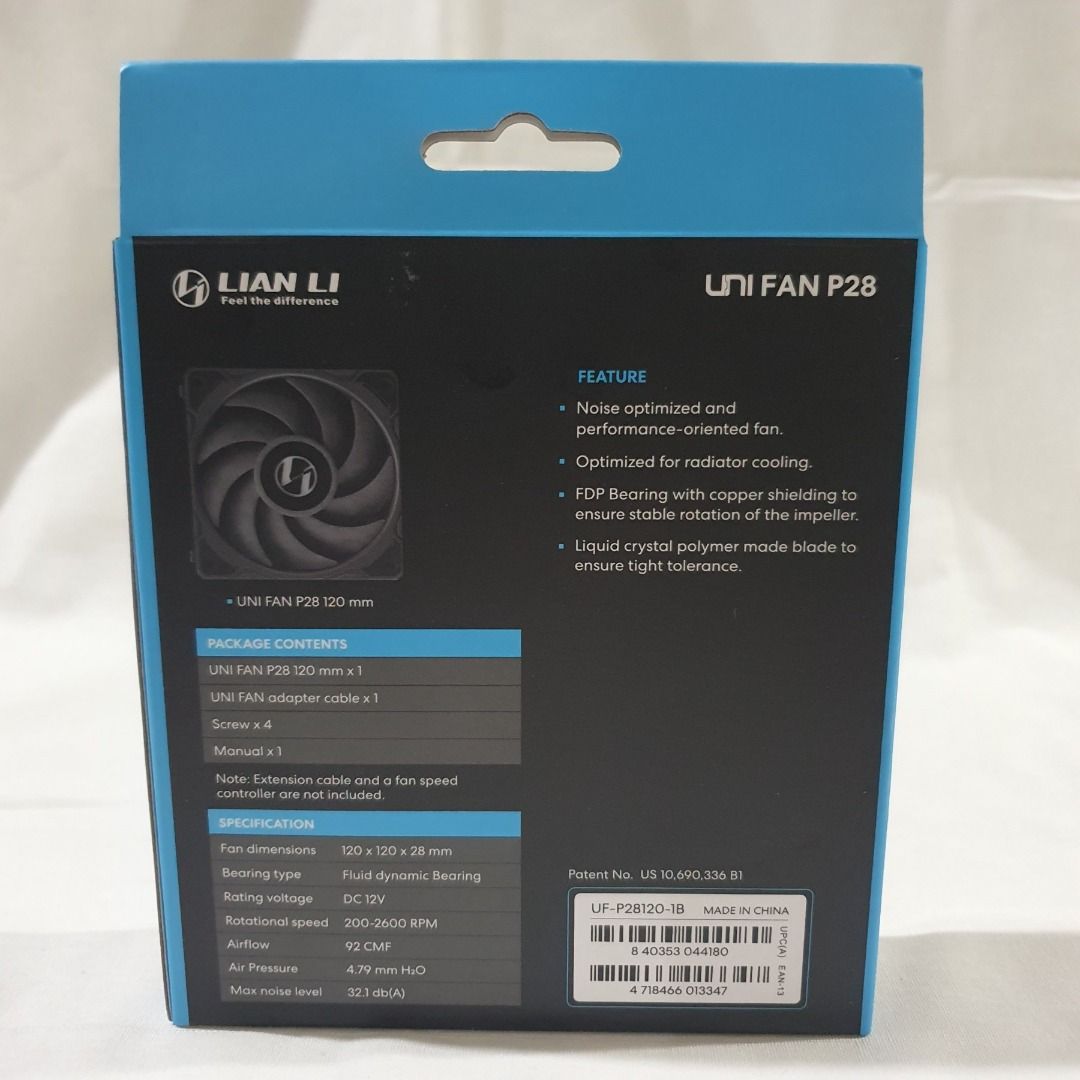 LIAN LI UNI Fan P28 120 Black Single Pack Without a Fan Speed Controller - P28120-1B, Computers ...