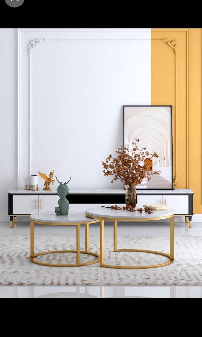 Modern Lux Marble Coffee Table Set, Furniture & Home Living, Furniture ...